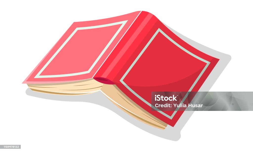 Buka Buku Tebal Merah Terbalik Dengan Jaket Keras Ikon Kartun Vektor Untuk Projet Sastra Dan