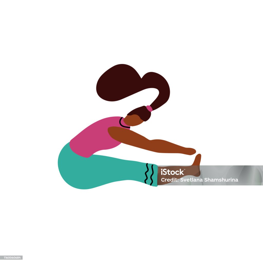 Woman Doing Seated Toe Touch Stretch Exercise Vector Hand Drawn