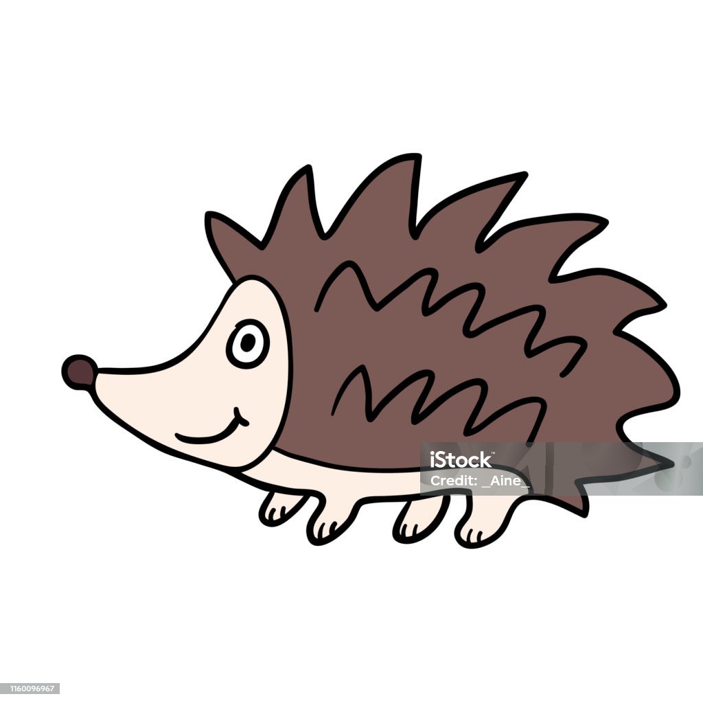 Vetores De Hedgehog Linear Do Doodle Dos Desenhos Animados Isolado No
