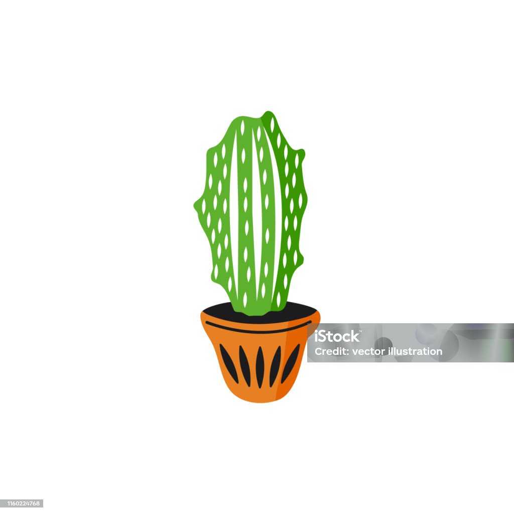 Icône Du Modèle De Dessin Animé De Cactus Cereus Pour Un Design
