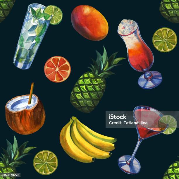 Motif Daquarelle Avec Des Feuilles De Palmier Tropicales Des Bananes