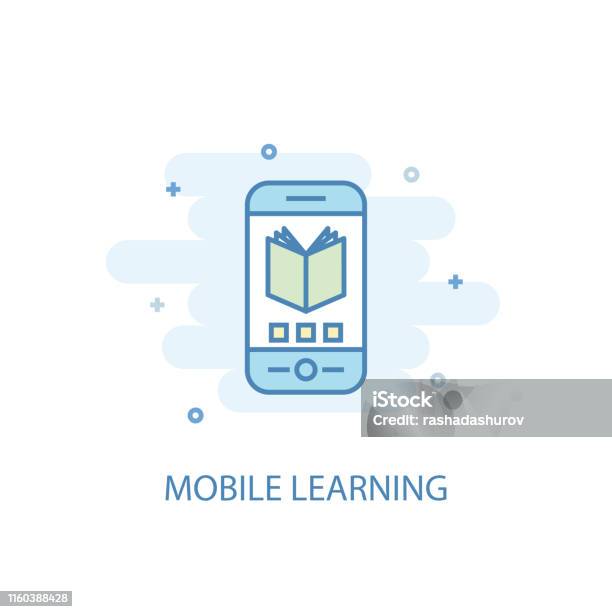Ikon Trendi Konsep Mobile Learning Garis Sederhana Ilustrasi Berwarna ... Ikon Trendi Konsep Mobile Learning Garis Sederhana Ilustrasi Berwarna ...