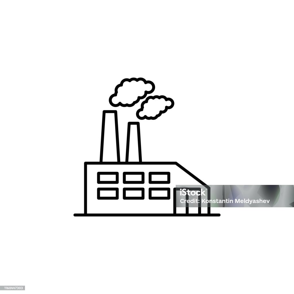 Usine Icône De Bâtiment Ligne Mince Simple Vecteur De Contour Des