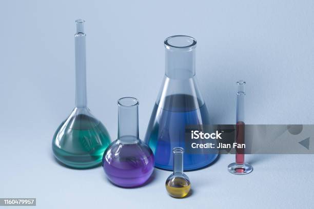 Instrumen Kimia Dan Reagen Di Laboratorium Rendering 3d Foto Stok