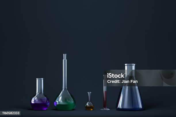 Instrumen Kimia Dan Reagen Di Laboratorium Rendering 3d Foto Stok