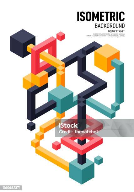 Abstrak Isometrik Bentuk Geometris Tata Letak Desain Poster Latar