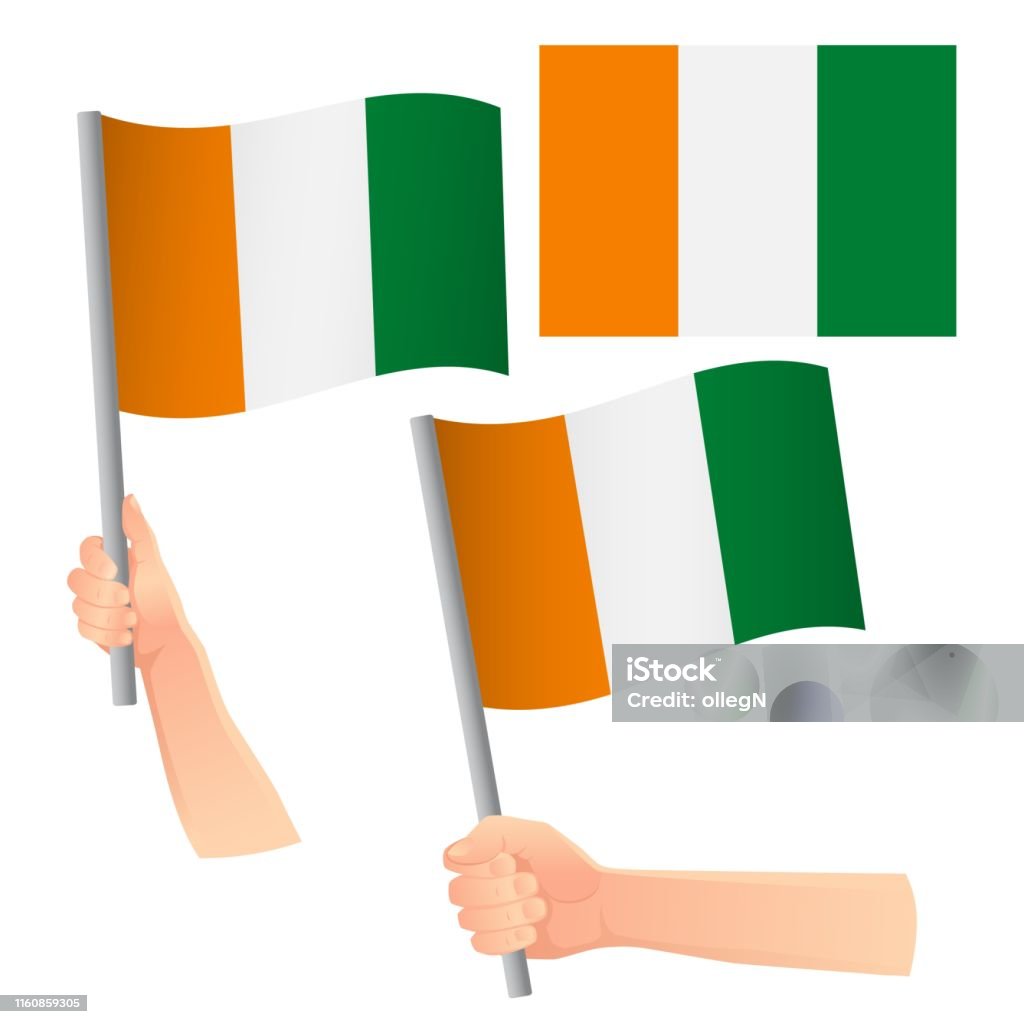 Cote Divoire Ivory Coast Flag In Hand Stock Illustration Download