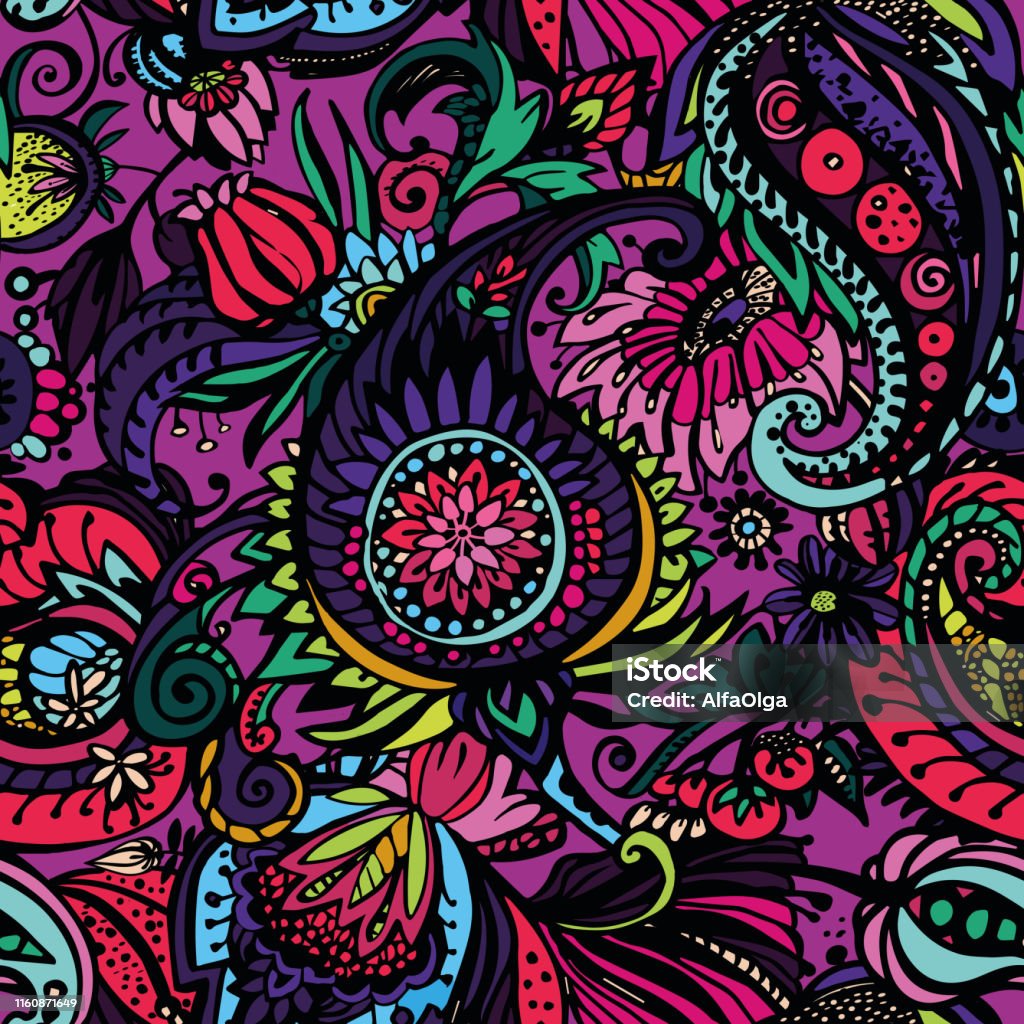 Textile Paisley Pattern Stock Illustration Download Image Now Backgrounds Culture Of India