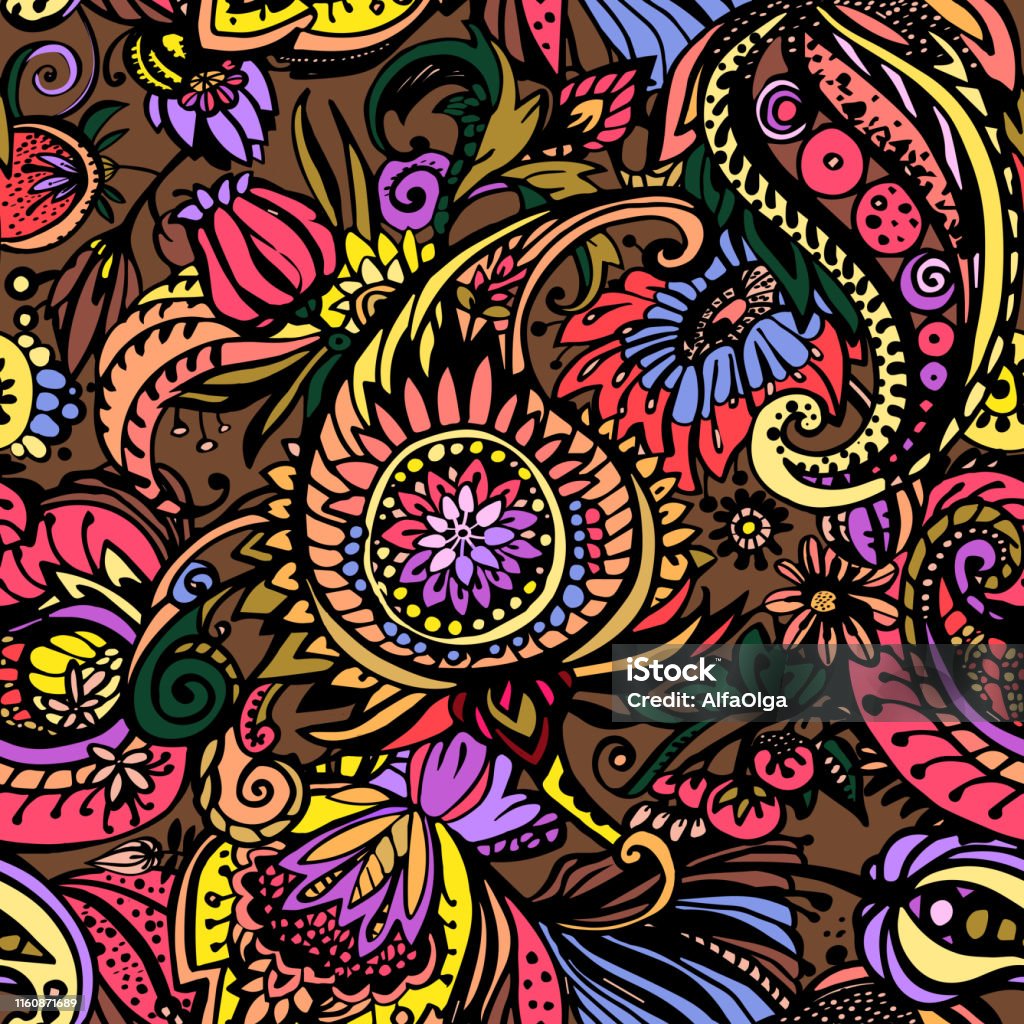 Textile Paisley Pattern Stock Illustration Download Image Now Backgrounds Culture Of India