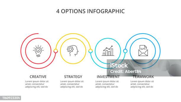 Lingkaran Datar Garis Tipis Untuk Infografis Templat Untuk Diagram