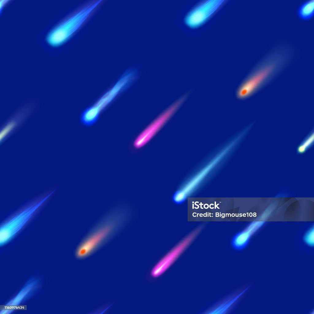 Realistic Detailed 3d Meteorites Comets Different Colors Light Effect