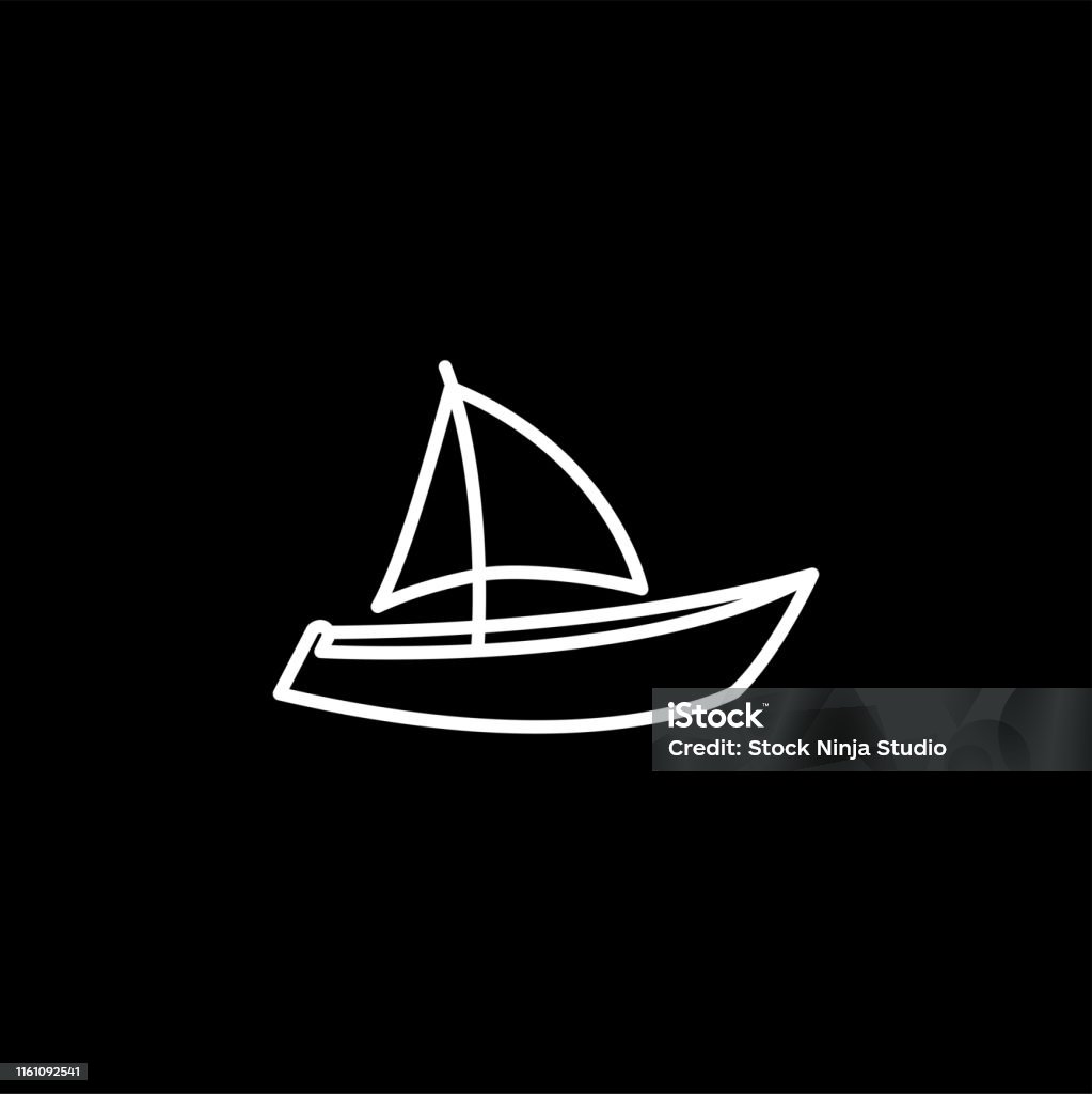 Ilustración de Icono De La Línea De Barco Sobre Fondo Negro Ilustración ... Ilustración de Icono De La Línea De Barco Sobre Fondo Negro Ilustración ...
