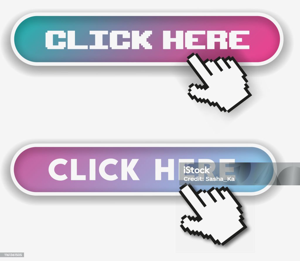 Click Here Flat Button Set Click Here Button With Hand Pointer Clicking ... Click Here Flat Button Set Click Here Button With Hand Pointer Clicking ...