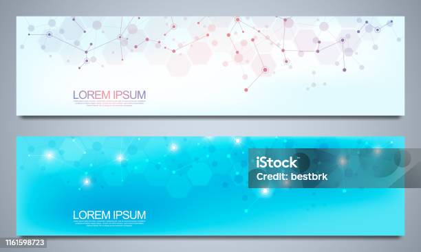 Spanduk Desain Template Dengan Struktur Molekul Dan Jaringan Saraf