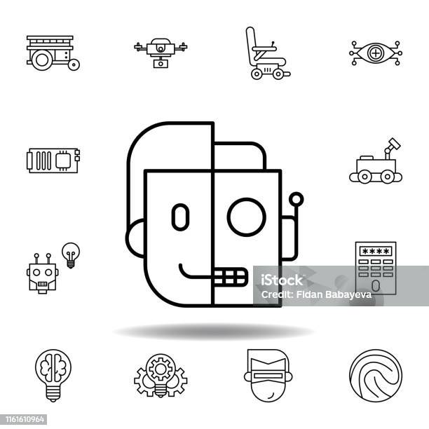 Icône De Contour De Cyborg De Robotique Ensemble Dicônes Dillustration