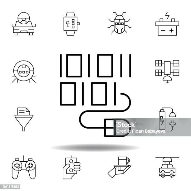 Robotics Binary Code Outline Icon Set Of Robotics Illustration Icons Signs Symbols Can Be Used
