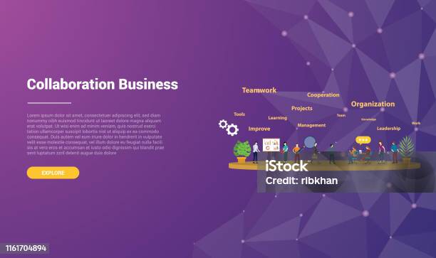 Konsep Kolaborasi Untuk Template Situs Web Mendaratkan Spanduk Beranda