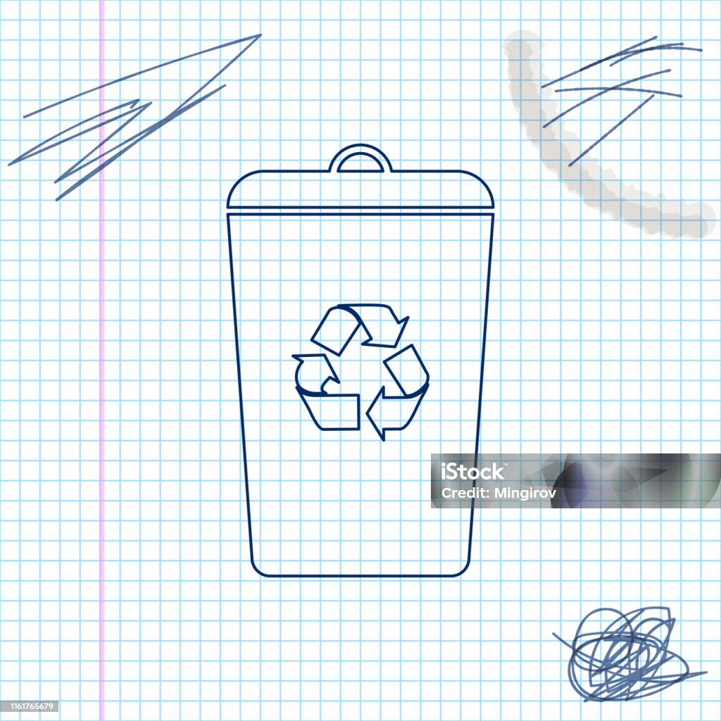 Vetores De Recicl O Escaninho Com Recicl O Ícone Do Esboço Da Linha Do