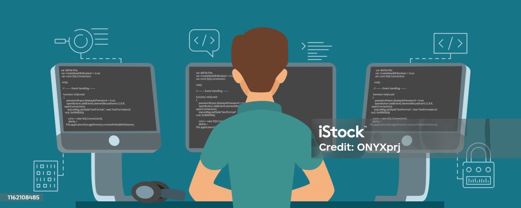 Software Developer Character Vector Programmer Develops Code ... Software Developer Character Vector Programmer Develops Code ...