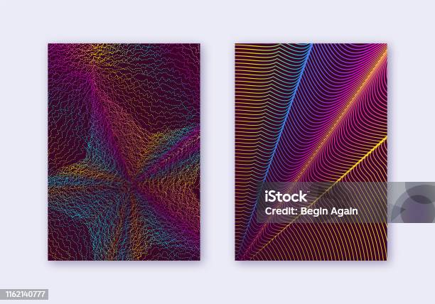 Kumpulan Templat Desain Sampul Garis Abstrak Modern B Ilustrasi Stok