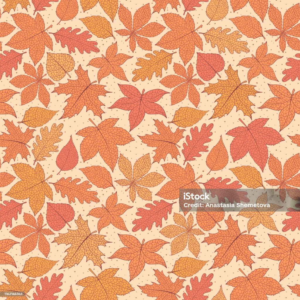 Ilustración De Patrón Vectorial De Otoño Sin Costuras Con Hojas De