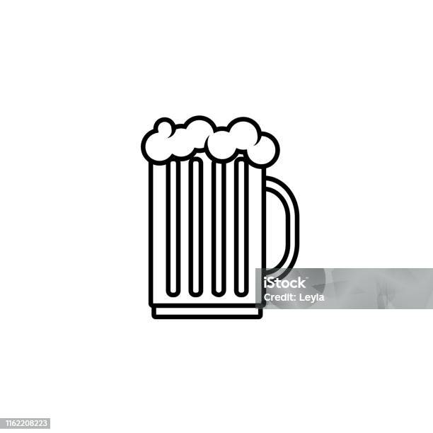 Bier Icoon In Trendy Platte Stijl Geïsoleerd Op Grijze Achtergrond