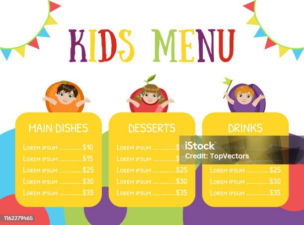Menu Makan Anak Warnawarni Lucu Dengan Anak Bahagia Berpakaian Seperti ... Menu Makan Anak Warnawarni Lucu Dengan Anak Bahagia Berpakaian Seperti ...