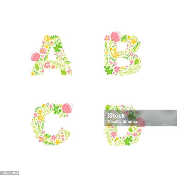 Vector Hand Drawn Floral Huruf Besar Monogram Atau Logo Huruf Besar A B