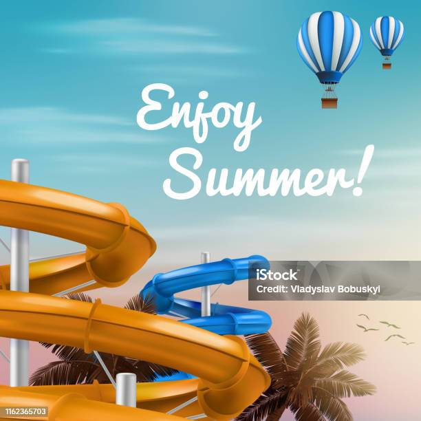 Realistic Illustration Of 3d Water Slides Vector Illustration Of