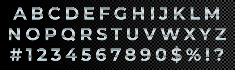Nomor Font Perak Dan Tipografi Alfabet Huruf Vektor Warna Font Logam ... Nomor Font Perak Dan Tipografi Alfabet Huruf Vektor Warna Font Logam ...