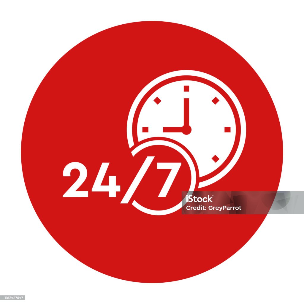 247 Clock Icon Flat Red Round Button Vector Illustration Stock ... 247 Clock Icon Flat Red Round Button Vector Illustration Stock ...