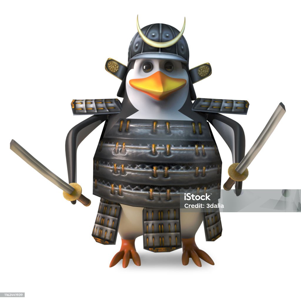 Warror Samurai Penguin Jepang Yang Mulia Menggunakan Dua Pedang Katana ... Warror Samurai Penguin Jepang Yang Mulia Menggunakan Dua Pedang Katana ...