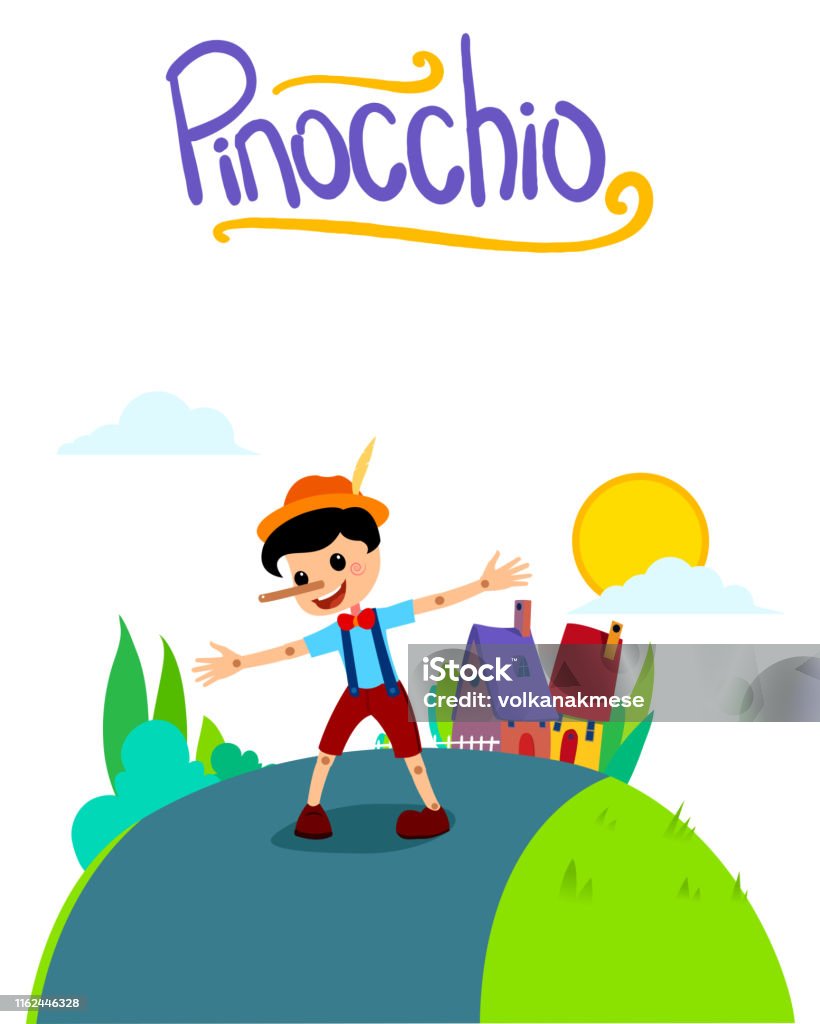Pinocchio Tale Vectoral Illustration Book Cover Stock Illustration