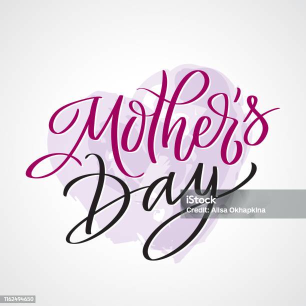 Happy Mother Day Text Calligraphy Graphic Print Handwriting Lettering Typography Vector Phrase
