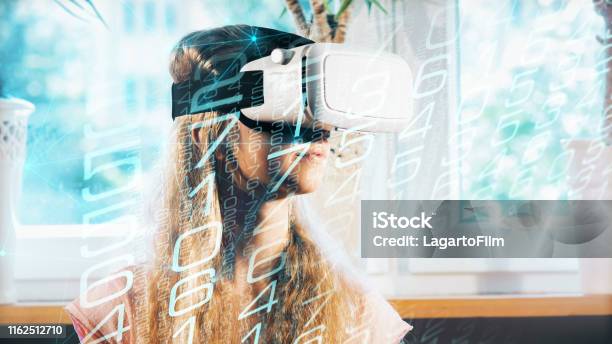 Vr Girl Player Digital Transformation Code Algorithm Stock Photo ... Vr Girl Player Digital Transformation Code Algorithm Stock Photo ...