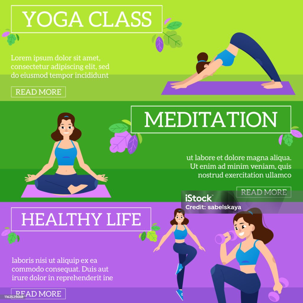 Vector Illustration Set Of Sport And Healthy Lifestyle Horizontal