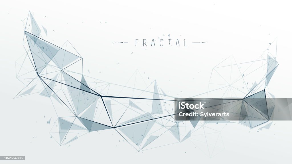 Mesh Object Fractal Design With Connected Lines Vector Abstract Background Low Poly Polygonal