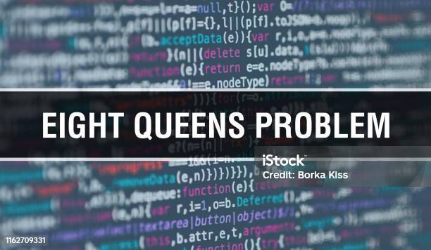 Eight Queens Problem With Abstract Technology Binary Code Backgrounddigital Binary Data And