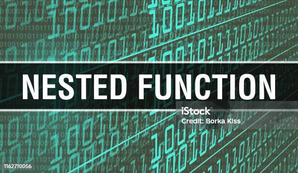Nested Function With Binary Code Digital Technology Background Abstract