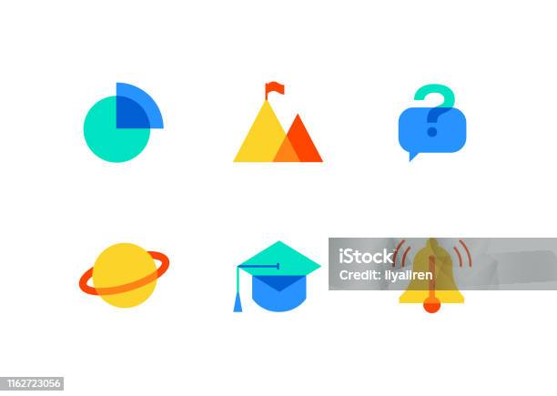 Pendidikan Ikon Gaya Desain Datar Modern Ditata Ilustrasi Stok Unduh