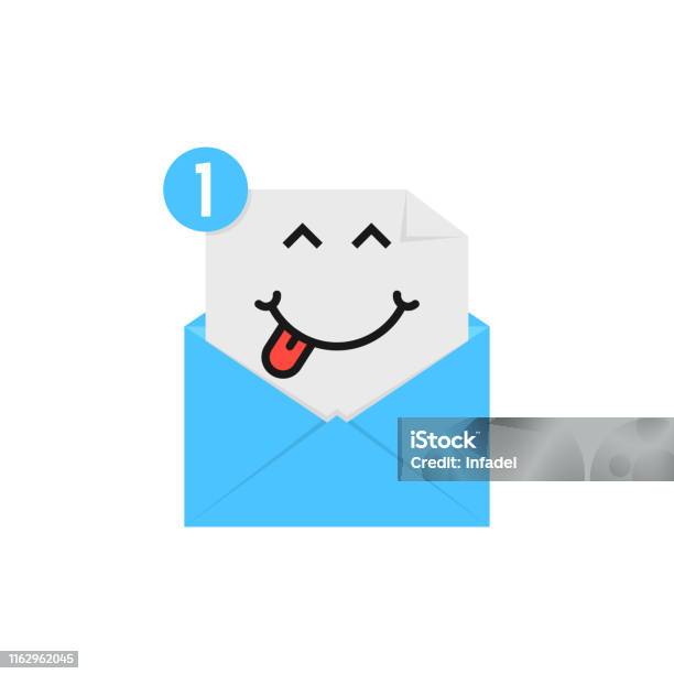 Emoji Puas Dalam Pemberitahuan Huruf Biru Ilustrasi Stok Unduh Gambar Sekarang Adiboga