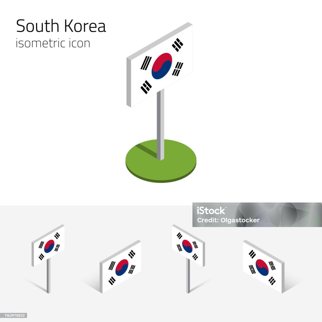 South Korea Flag Vector Set Of 3d Isometric Icons Stock Illustration