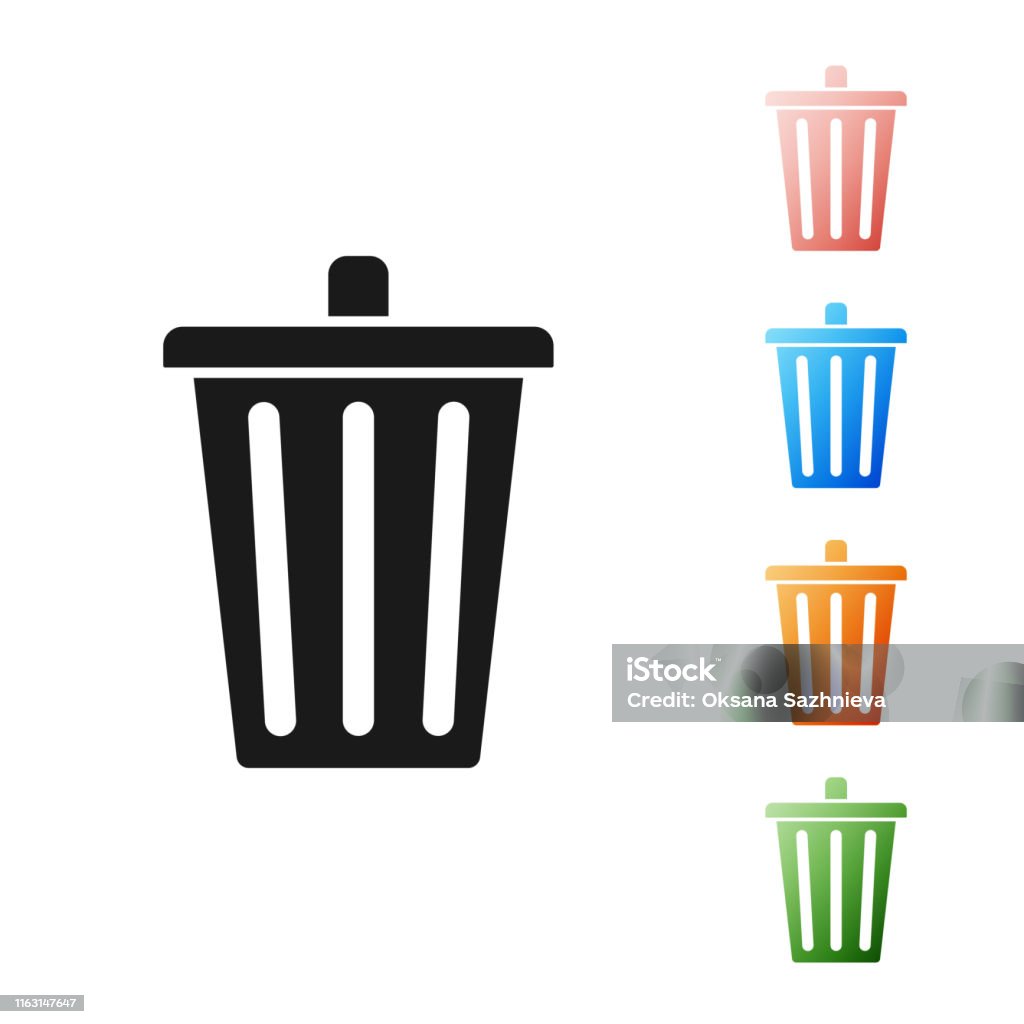 Ikon Tempat Sampah Hitam Terisolasi Pada Latar Belakang Putih Tanda