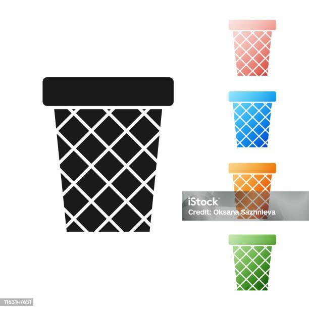 Ikon Tempat Sampah Hitam Terisolasi Pada Latar Belakang Putih Tanda