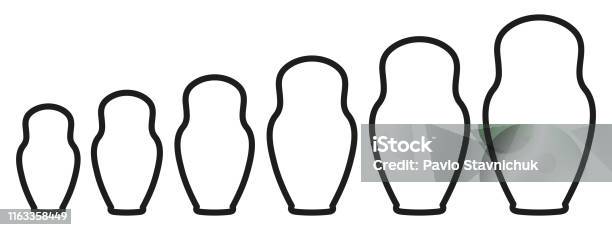 Icônes Densemble De Silhouette De Matryoshka Vecteur De Stock Vecteurs