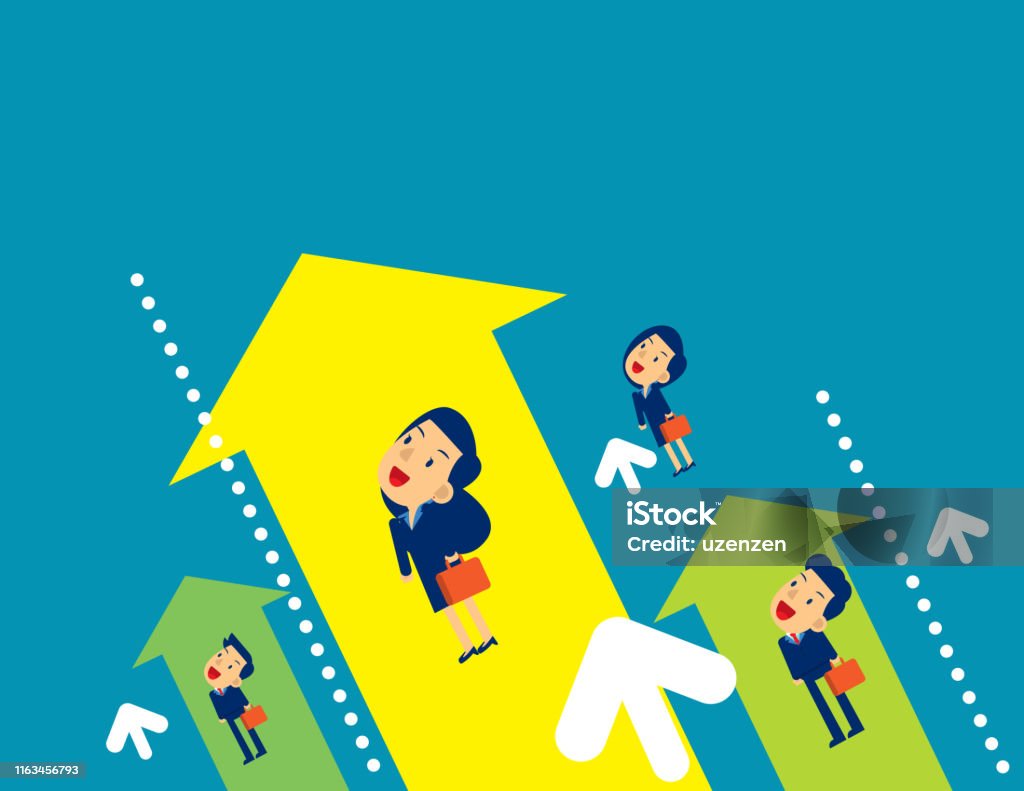 Équipe Volant Vers Le Haut Illustration Vectorielle De Direction