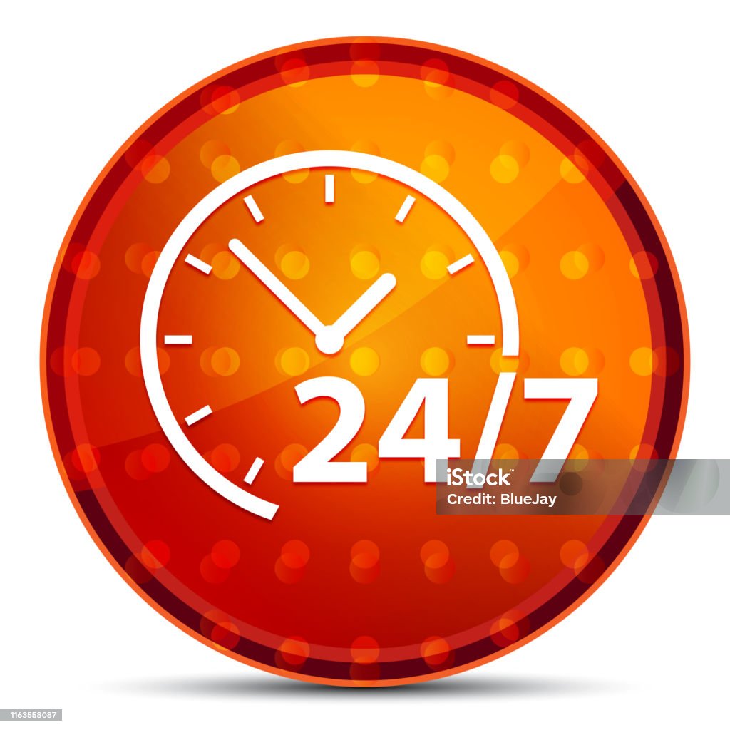 247 Clock Icon Nightly Orange Round Button Stock Illustration ... 247 Clock Icon Nightly Orange Round Button Stock Illustration ...