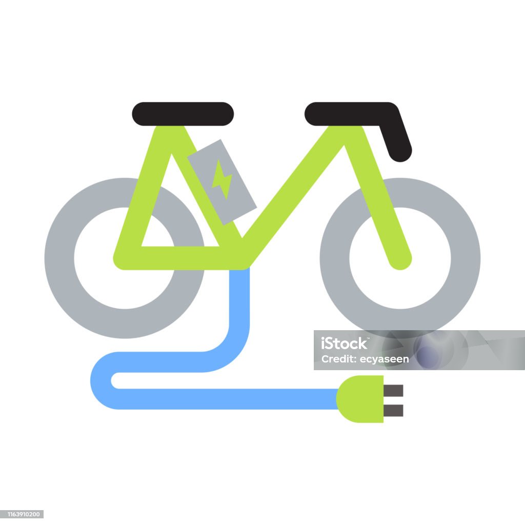 Icône De Vélo Éco Électrique Dénergie Verte Graphismes Isolés Plats De