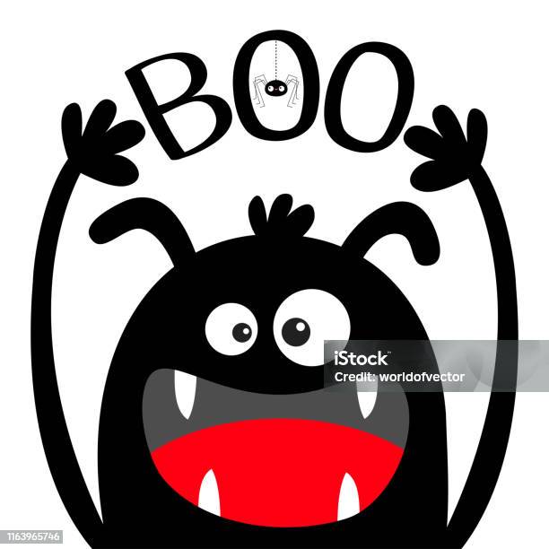 Joyeux Halloween Silhouette Noire De Tête De Monstre Yeux Oreilles