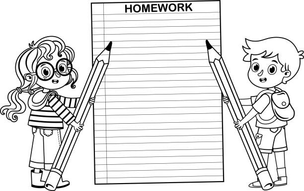 Boy Writing Clipart Black And White